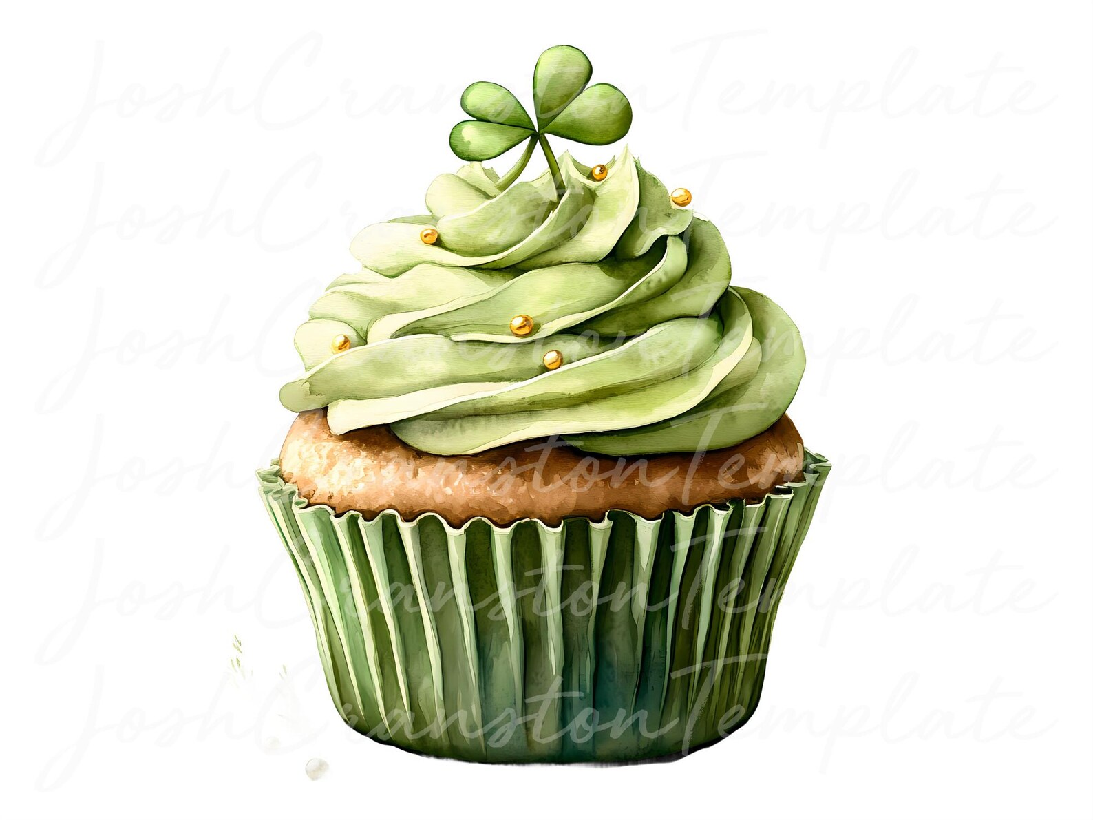 Shamrock Cupcake Watercolor PNG Clipart Set - Etsy