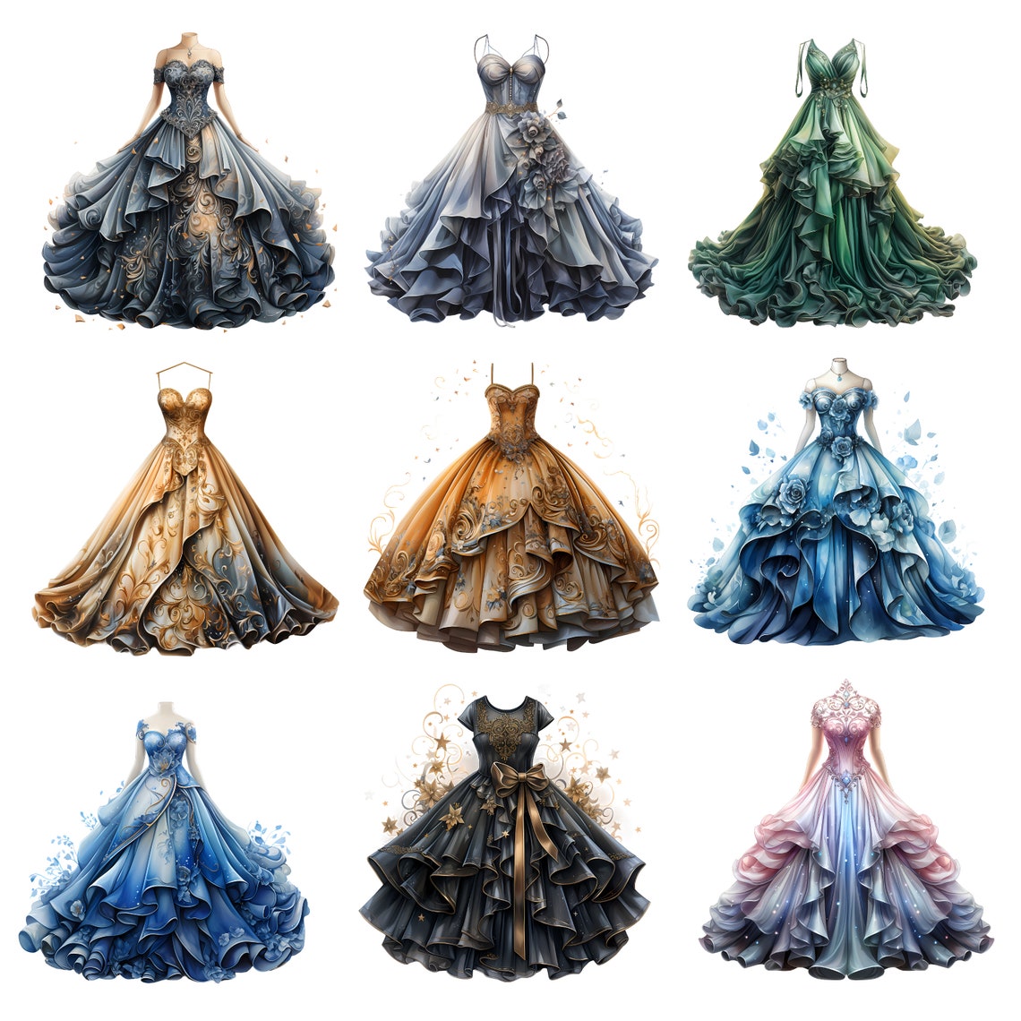 30 Princess Dress Clipart With Transparent Background, PNG Princess ...