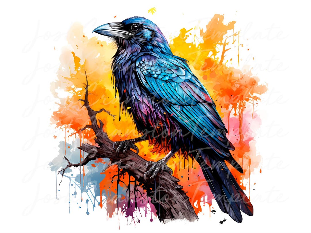 14 Crow Digital Art Print, Watercolor Crow Artwork, Farm Animal Wall ...