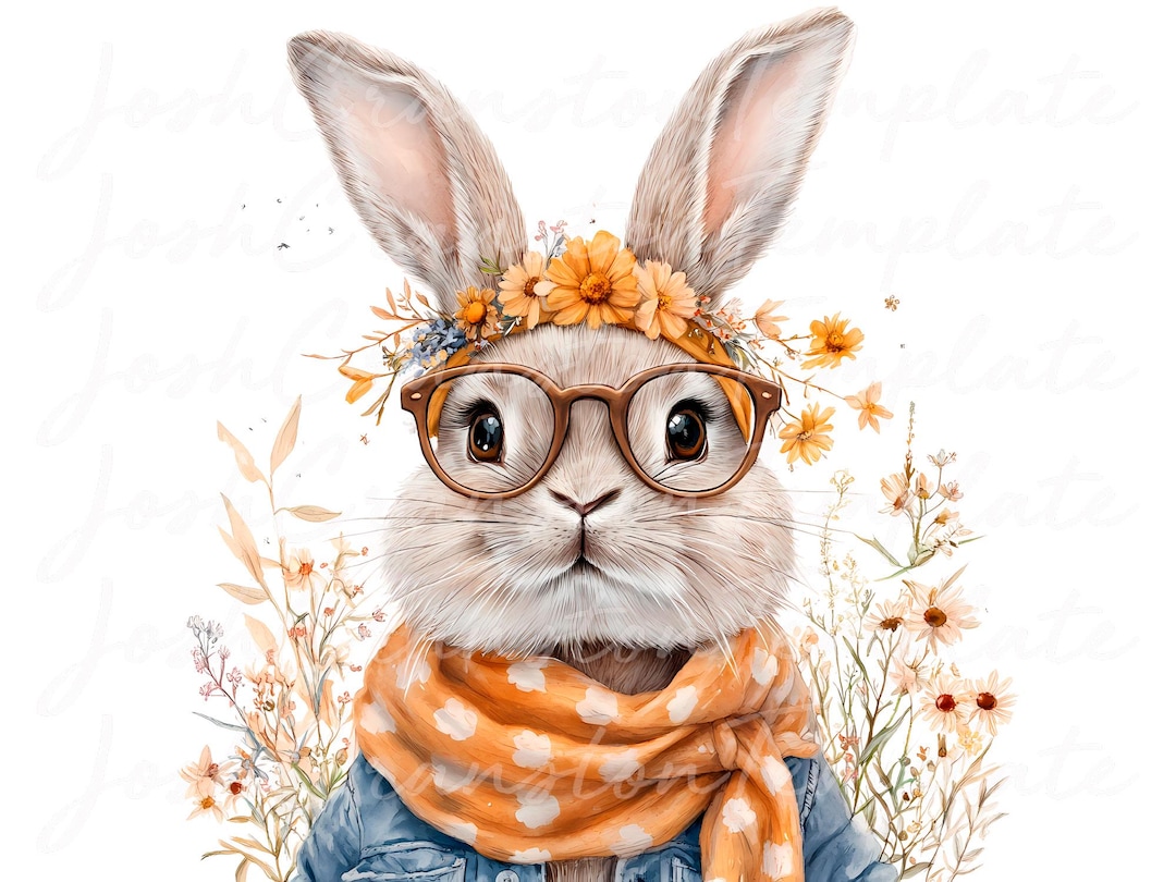 16 Cute Spring Rabbit Digital Clipart, Adorable Bunny Illustration ...
