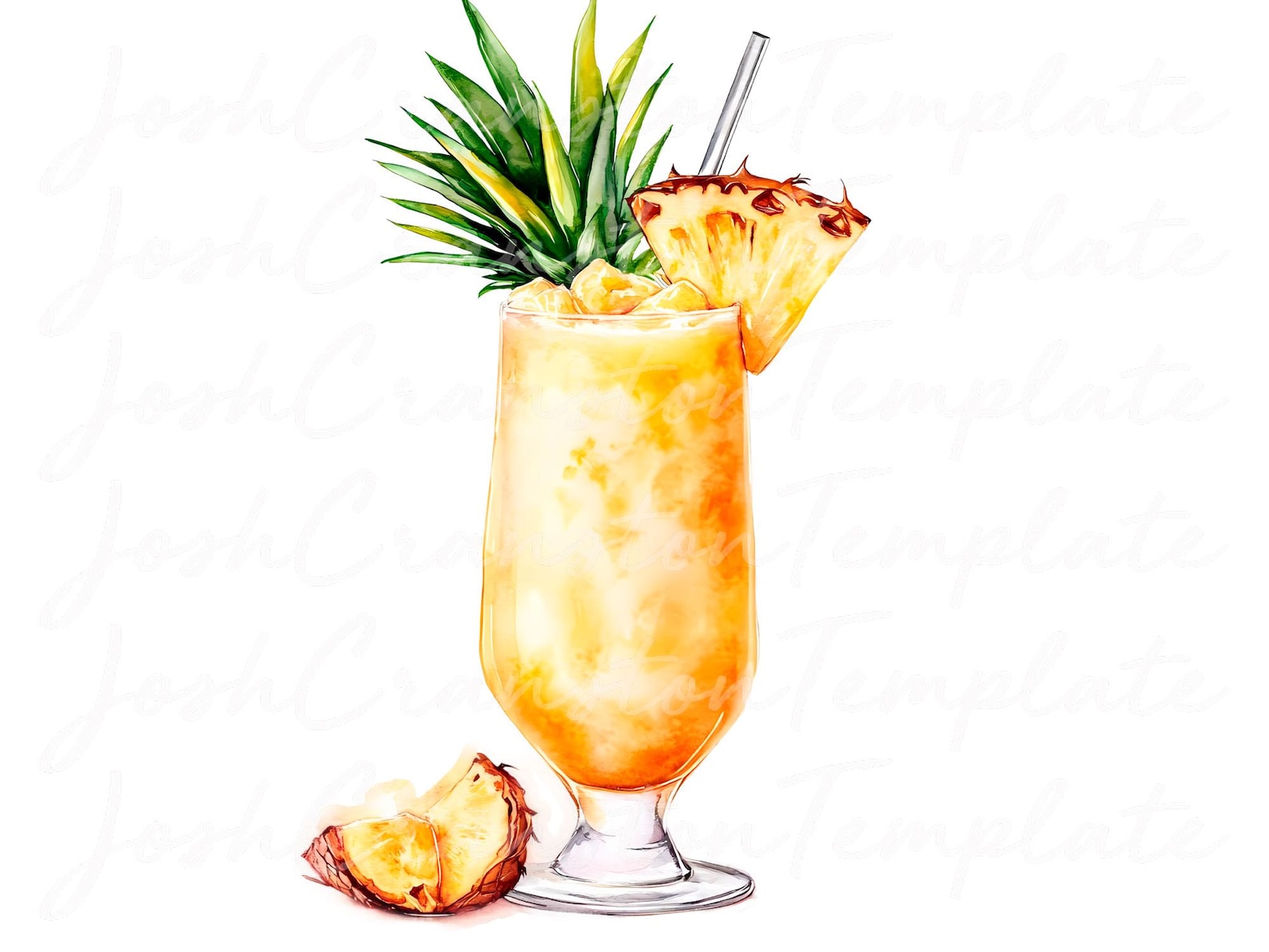 Pina Colada Watercolor Clipart: Tropical Drink Pngs (digital Download ...