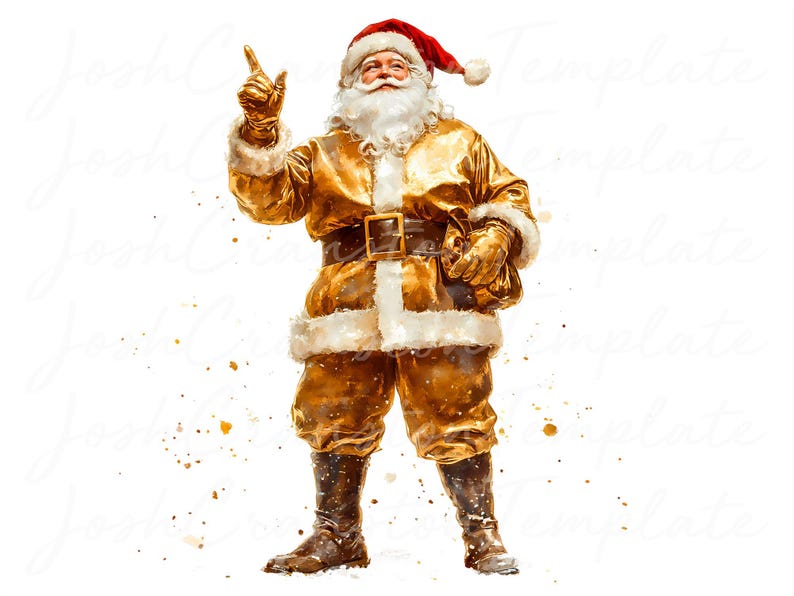 Golden Santa Claus Watercolor Clipart: 10 PNG Images (digital Download ...