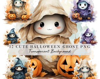 Cute Halloween Clipart, Spooky Season, Digital Download, PNG Graphics ...