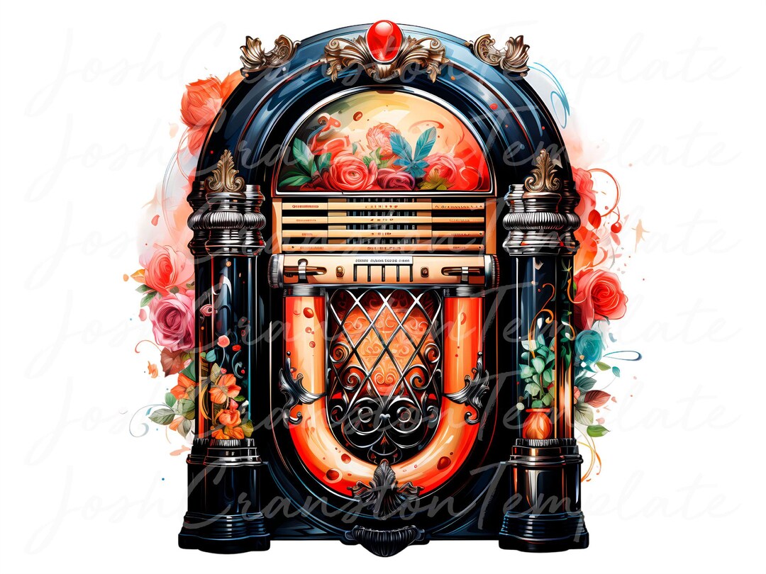 20 Vintage Jukebox Digital Art Print, Retro Music Room Decor, Nostalgic ...