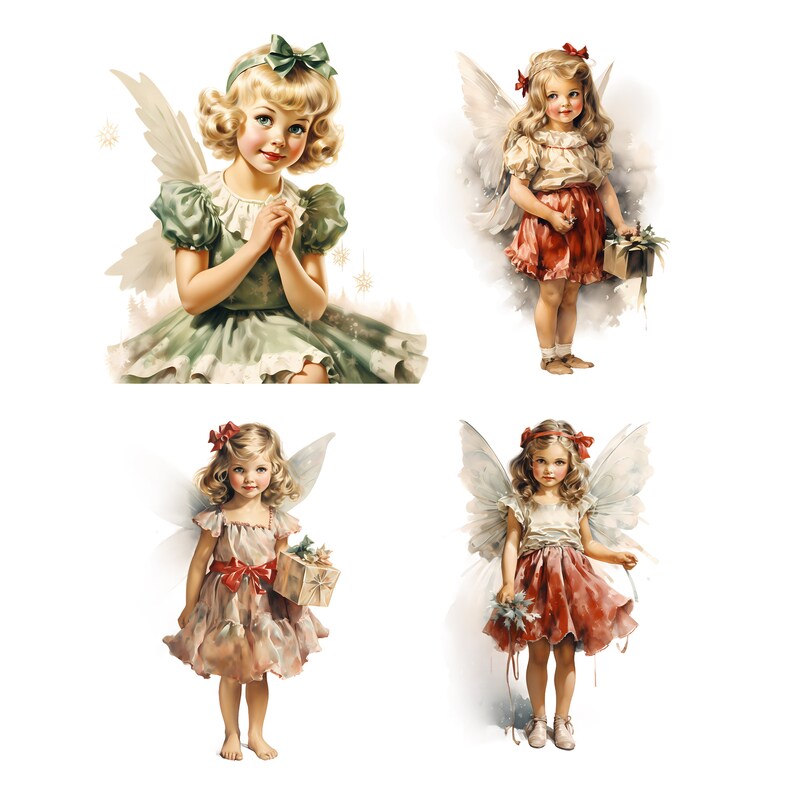 14 Christmas Fairy Clipart, Watercolor Christmas Fairy With Transparent ...