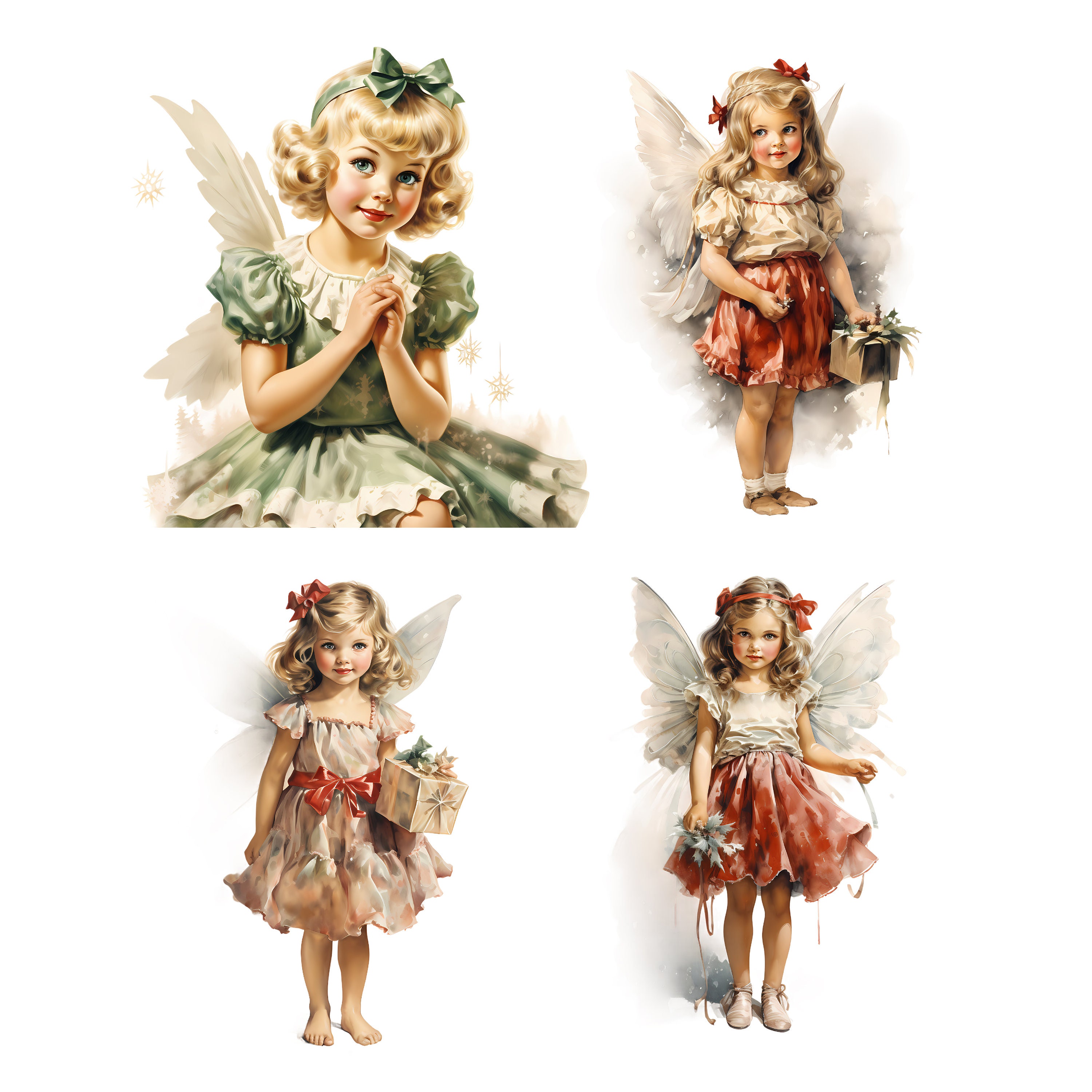 14 Christmas Fairy Clipart, Watercolor Christmas Fairy With Transparent ...