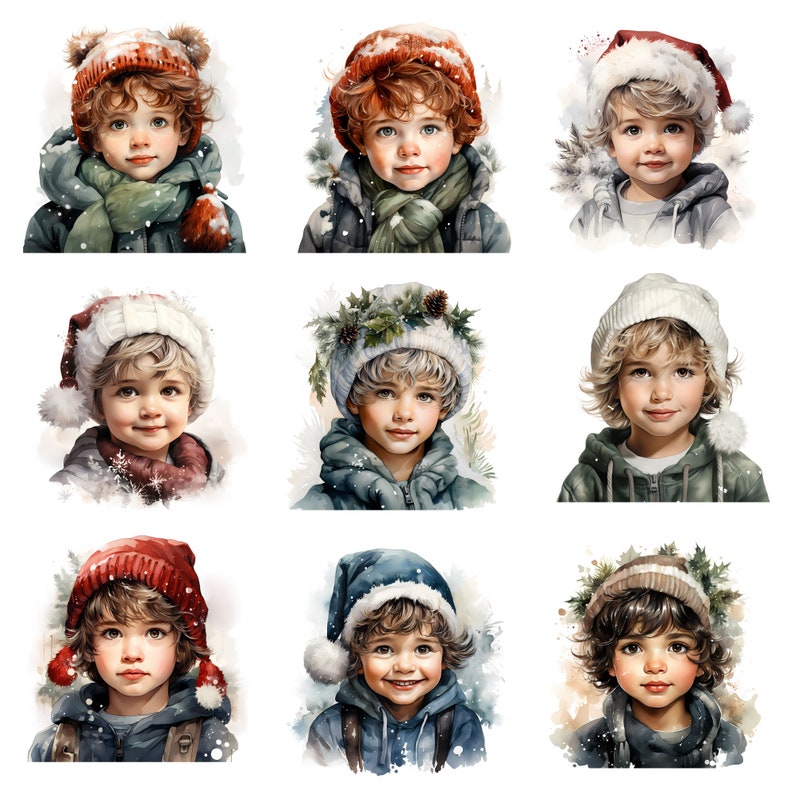 24 Christmas Little Boy Clipart Bundle, Cute Little Boy PNG Transparent ...