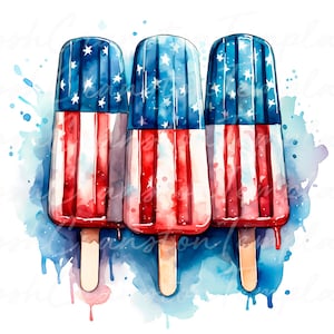 15 Fourth of July Popsicle Digital Clipart, Red White and Blue ...