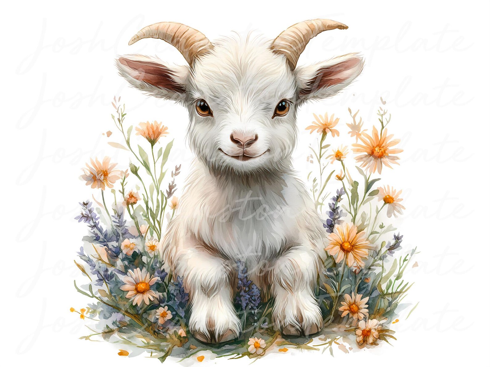 18 Easter Goat Clipart, Cute Baby Goat Illustration, Springtime Animal ...