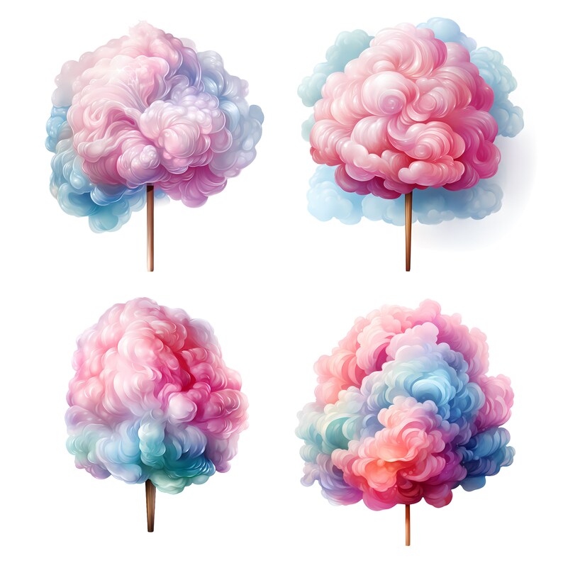12 Cotton Candy Clipart, PNG With Transparent Background, Watercolor ...