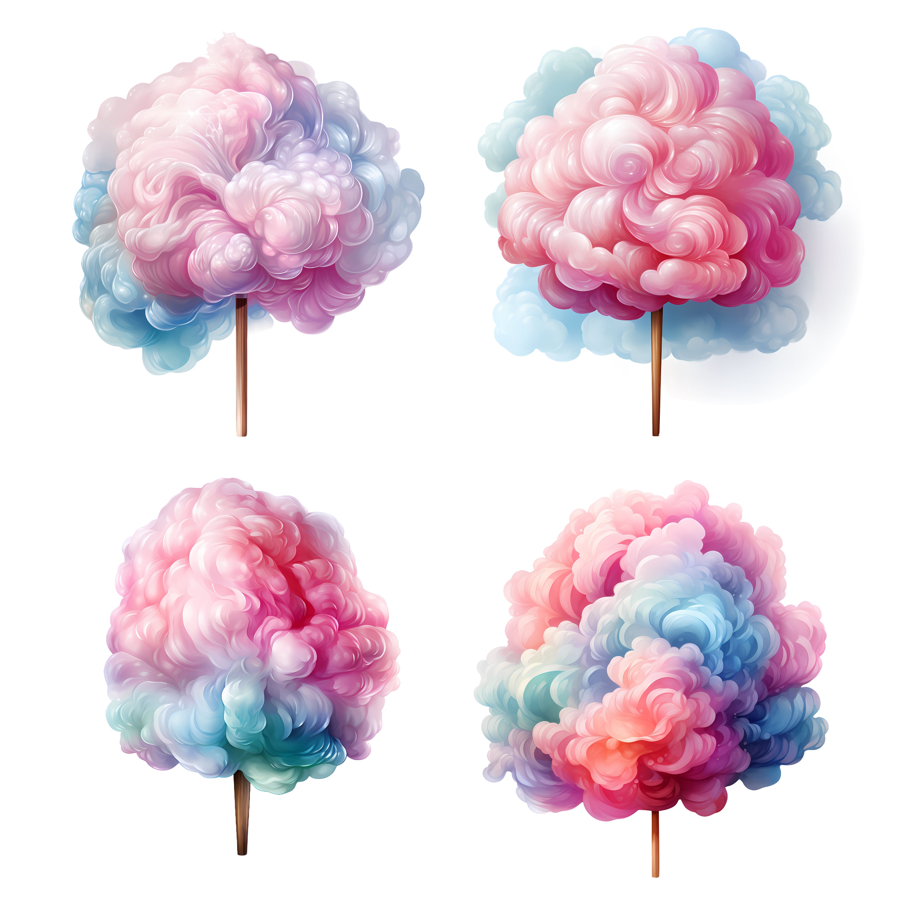 12 Cotton Candy Clipart, PNG With Transparent Background, Watercolor ...