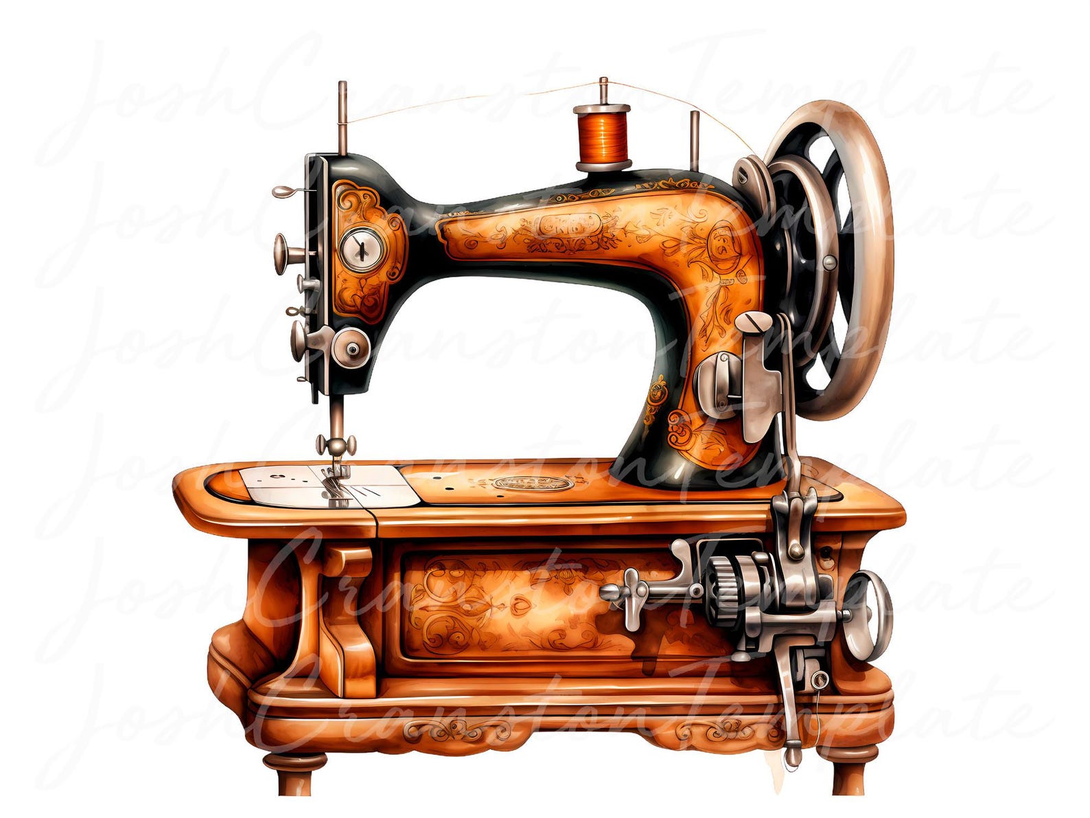 16 Vintage Sewing Machine Wall Art, Antique Sewing Machine Illustration ...