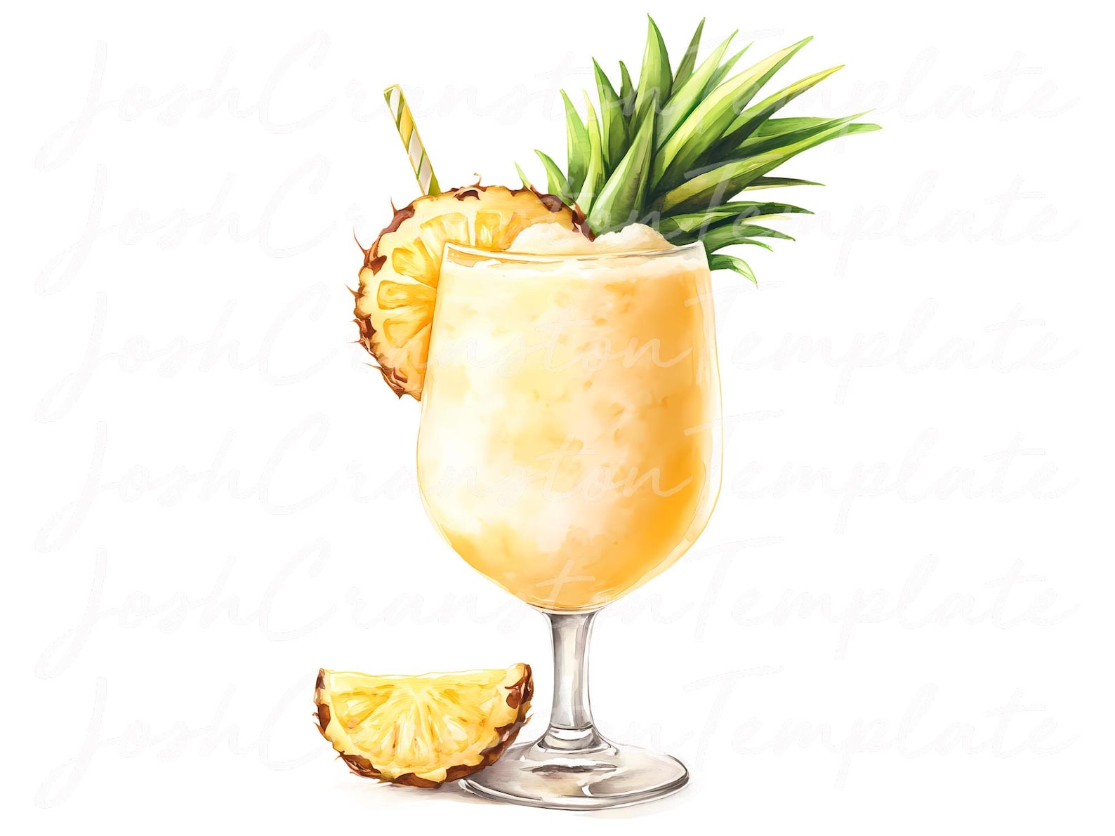 Pina Colada Clipart Set, 12 Watercolor Tropical Cocktails With ...