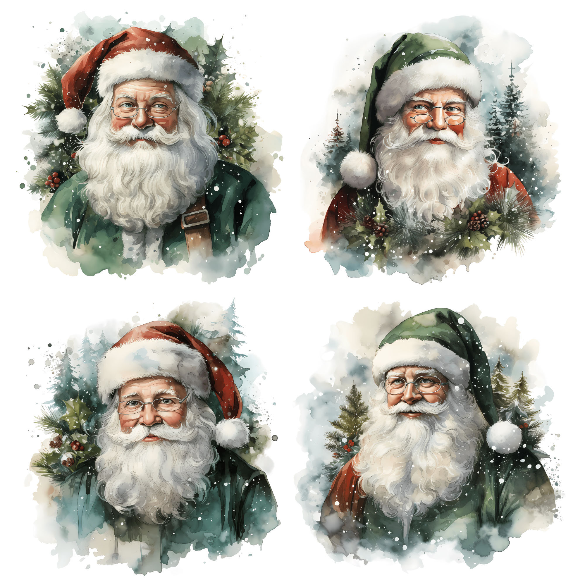 18 Santa Claus Clipart, Christmas Bundle Clipart, Christmas With ...