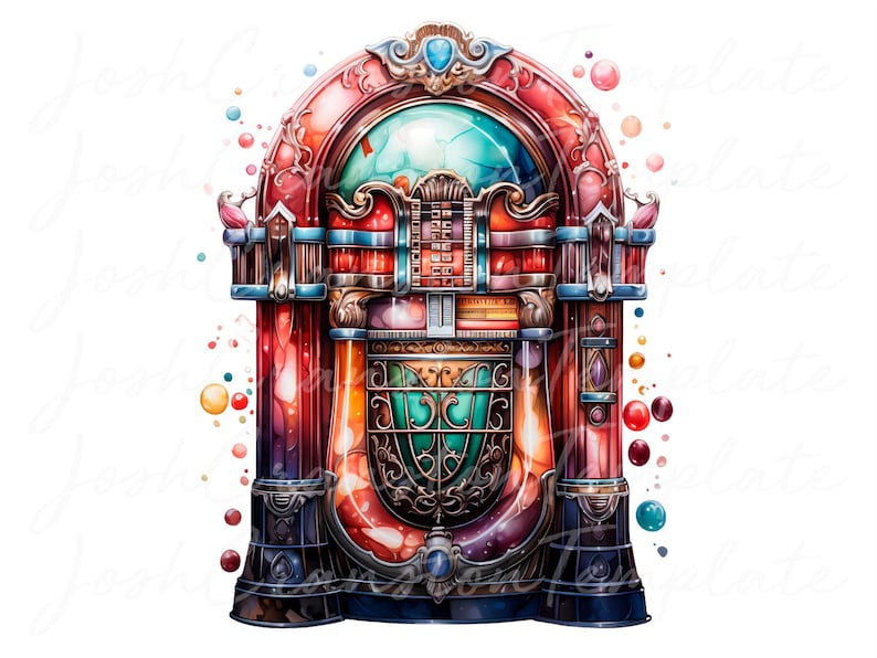 Vintage Jukeboxes Clipart Bundle, 20 Colorful Retro Music Jukebox Pngs ...