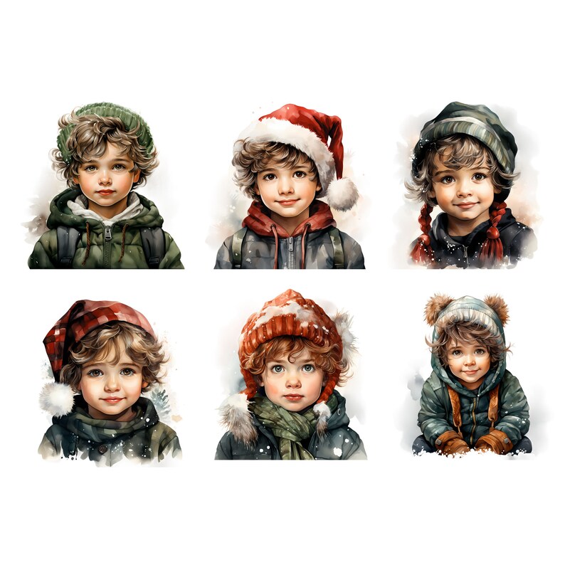 24 Christmas Little Boy Clipart Bundle, Cute Little Boy PNG Transparent ...