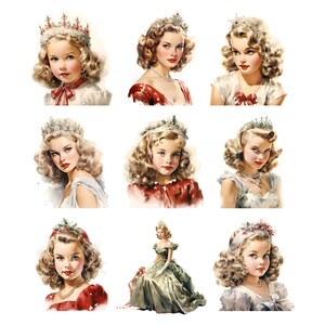 18 Christmas Princess Clipart, Watercolor Princess With Transparent ...