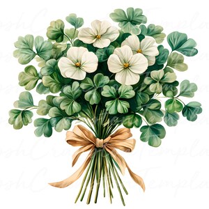 Shamrock Bouquet Watercolor Clipart: St Patrick's Day Art (digital ...