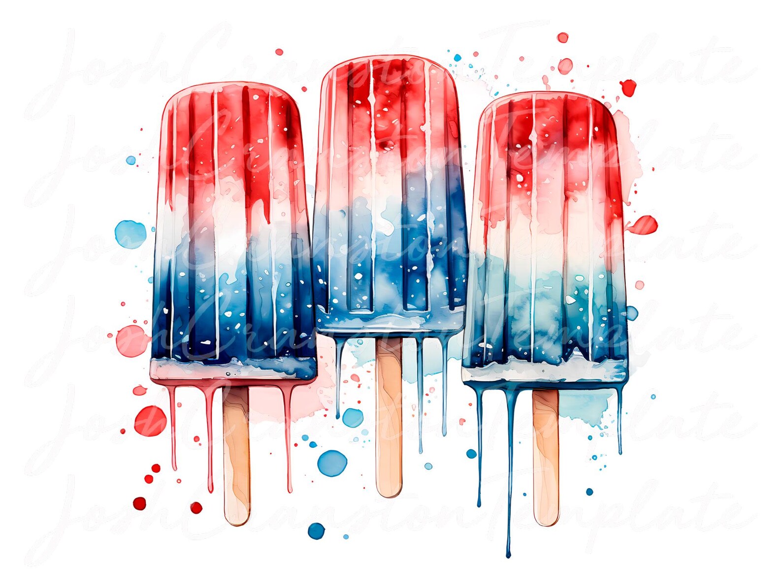 15 Fourth of July Popsicle Digital Clipart, Red White and Blue ...