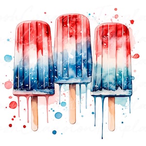 15 Fourth of July Popsicle Digital Clipart, Red White and Blue ...