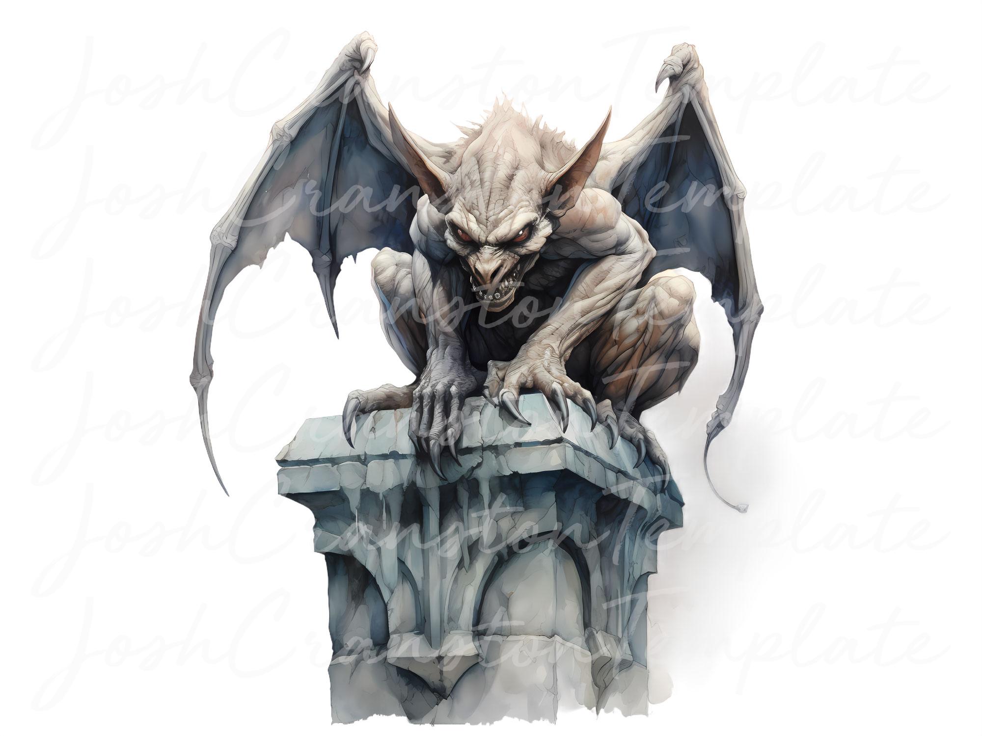Gargoyle Statues – 16 Watercolor Pngs for Junk Journal, Digital ...