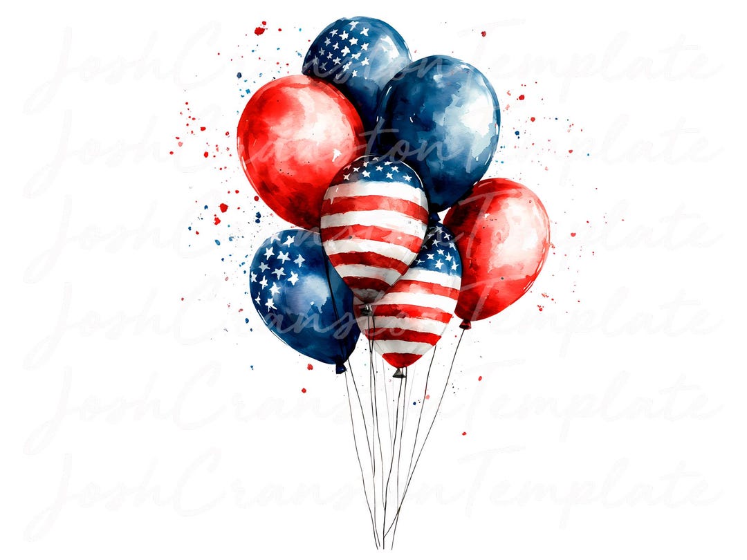 15 Fourth of July Balloons Clipart, Independence Day Digital Art ...