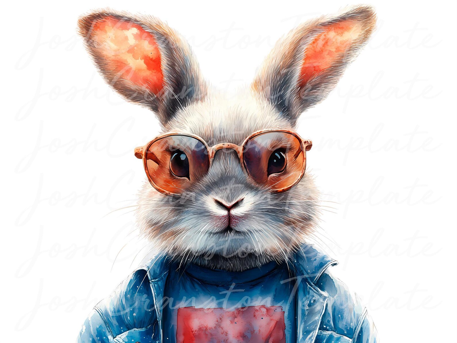 12 Cute Easter Bunny Wearing Glasses Wall Art, Easter Bunny Digital ...