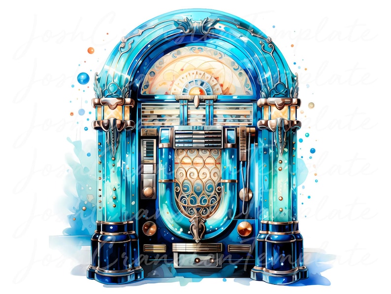 Vintage Jukeboxes Clipart Bundle, 20 Colorful Retro Music Jukebox Pngs ...