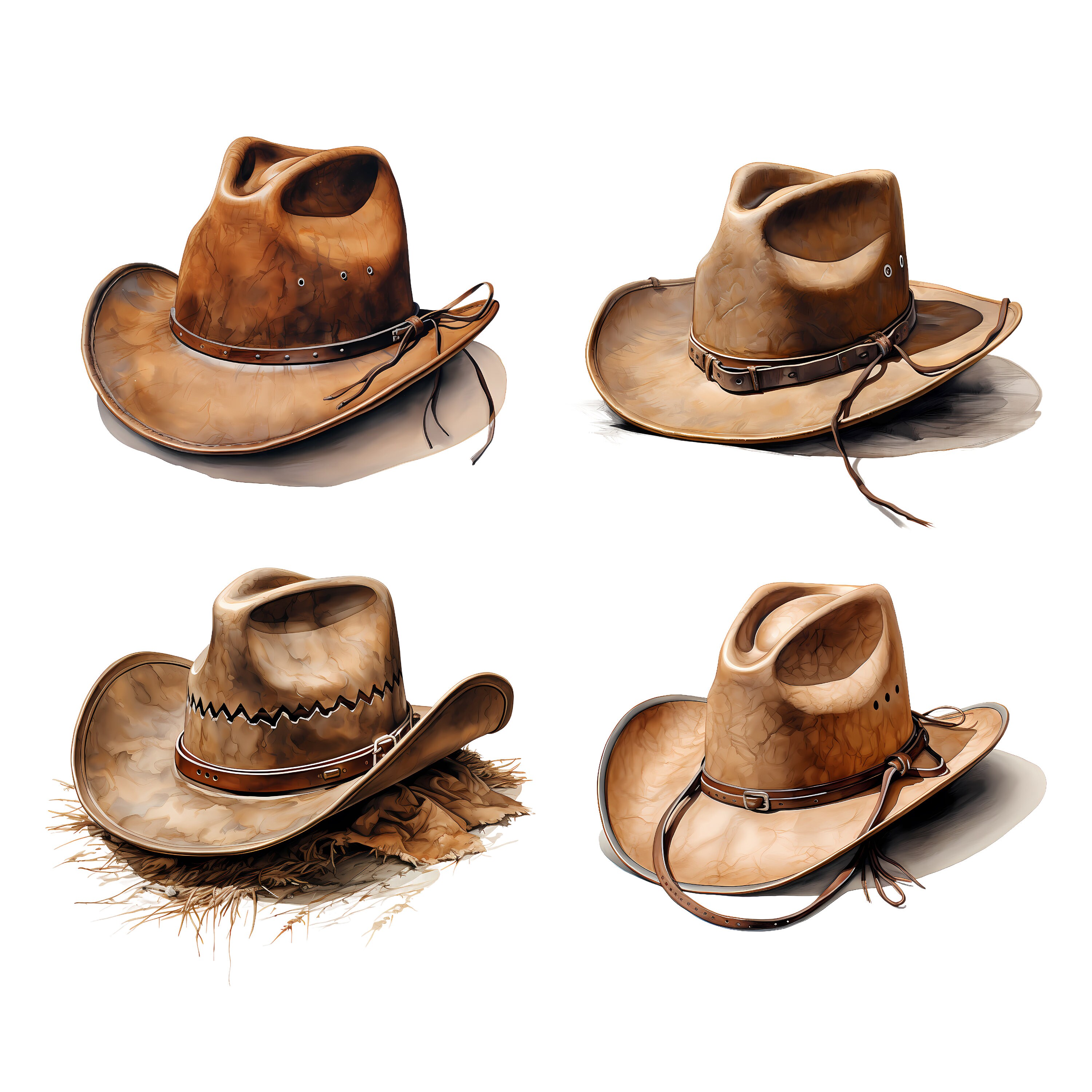 14 Stetson Hat Clipart Watercolor Stetson Hat With - Etsy