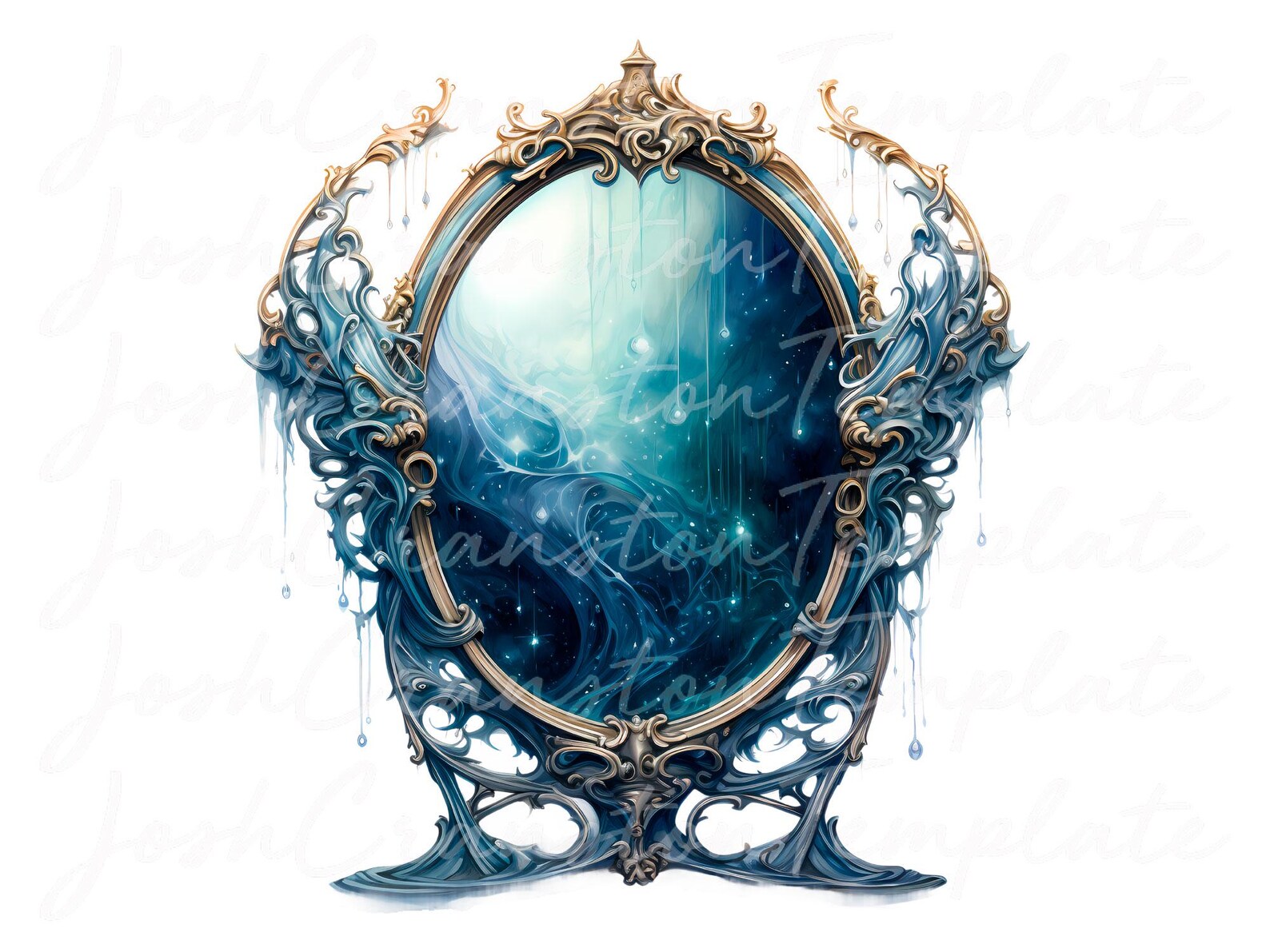 Magical Mirror Clipart Set - 16 Watercolor Fantasy Mirrors Pngs With ...