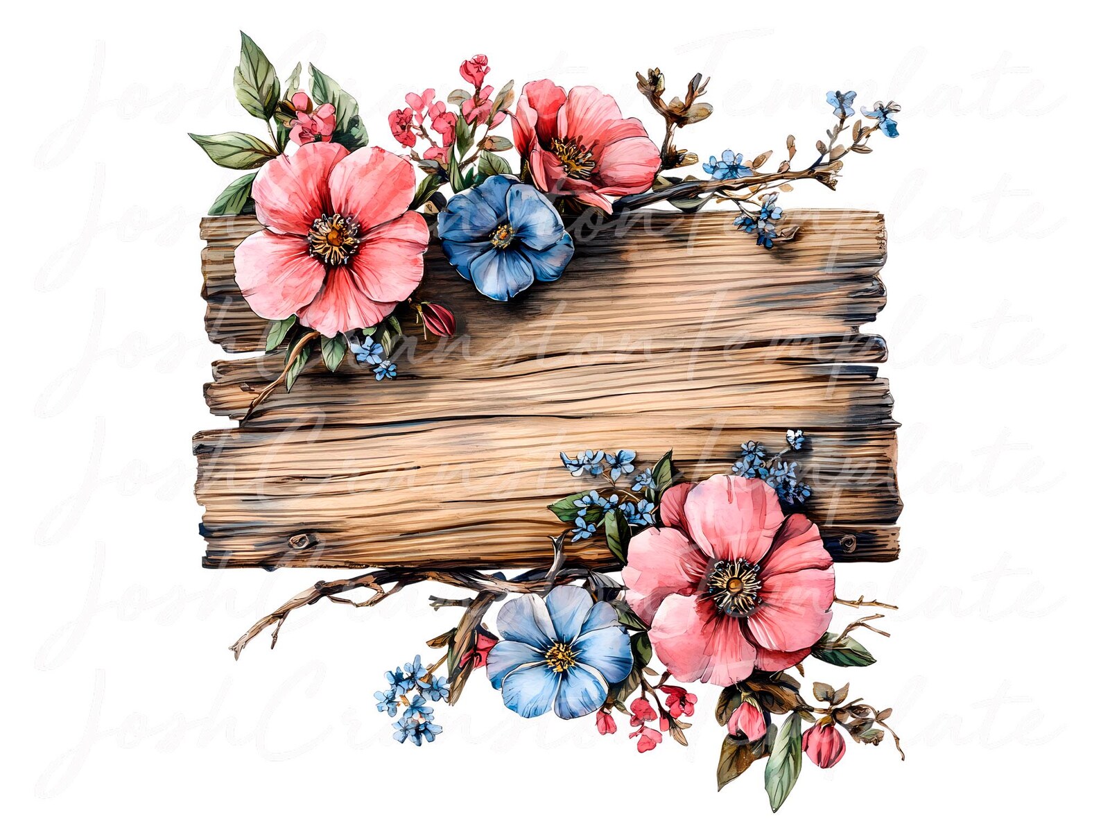 Floral Wood Signs Clipart – 16 Rustic Watercolor Wooden Sign Pngs for ...