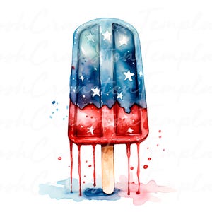 15 Fourth of July Popsicle Digital Clipart, Red White and Blue ...