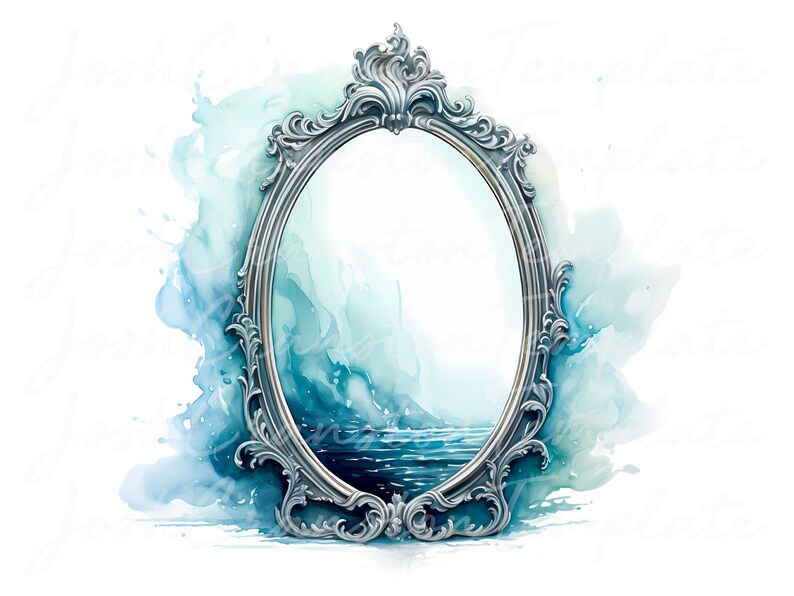 Magical Mirror Clipart Set - 16 Watercolor Fantasy Mirrors Pngs With ...
