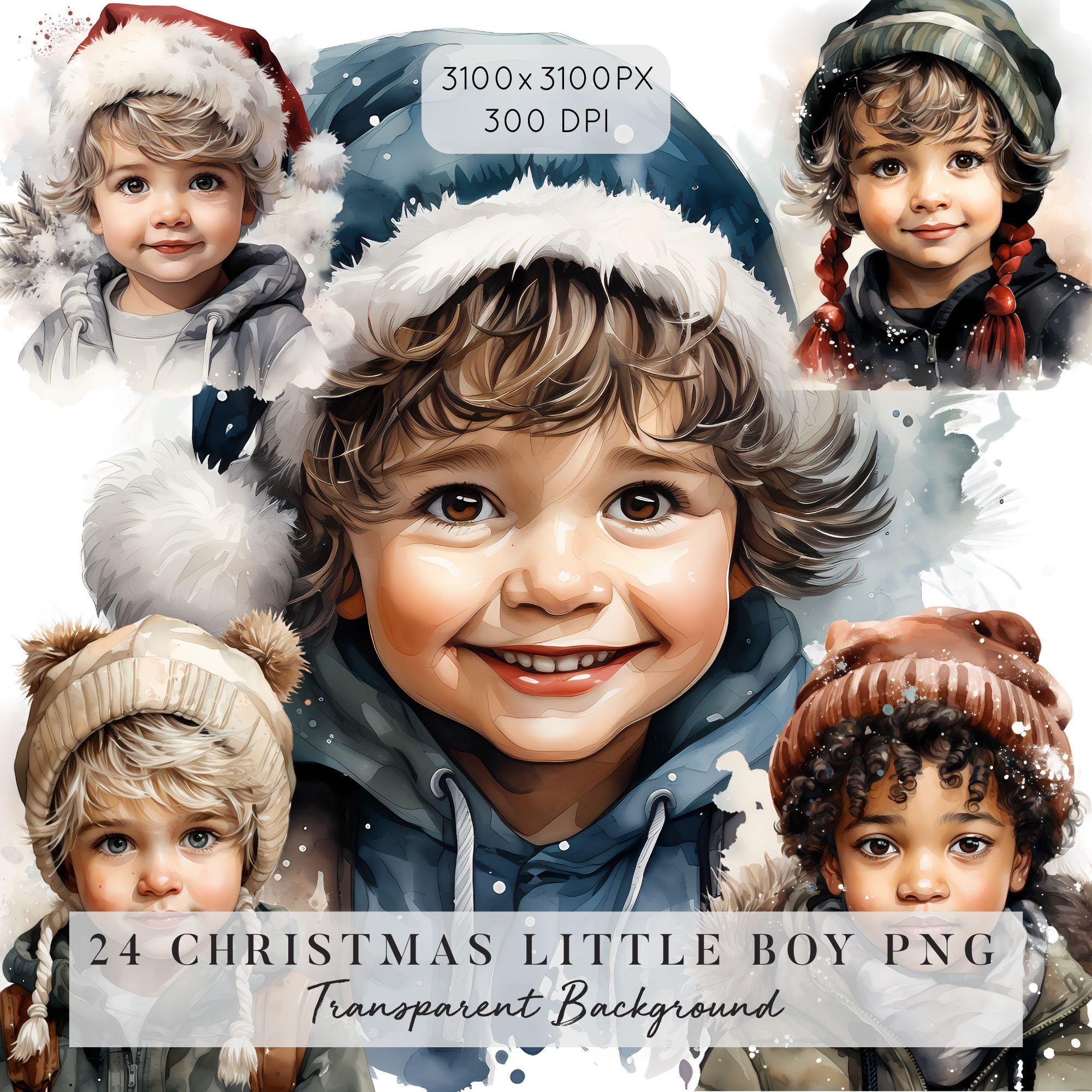 24 Christmas Little Boy Clipart Bundle, Cute Little Boy PNG Transparent ...