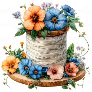 16 Spring Floral Clipart, Watercolor Flower Download, Vintage Flower ...