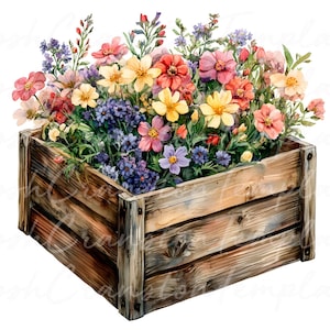 12 Spring Floral Clipart, Digital Flowers Clipart, Watercolor Floral ...