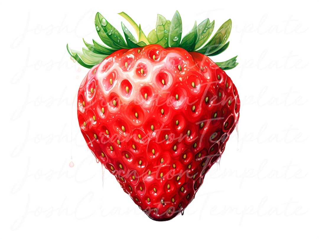 30 Strawberry Digital Art Print, Fruit Watercolor Illustration ...
