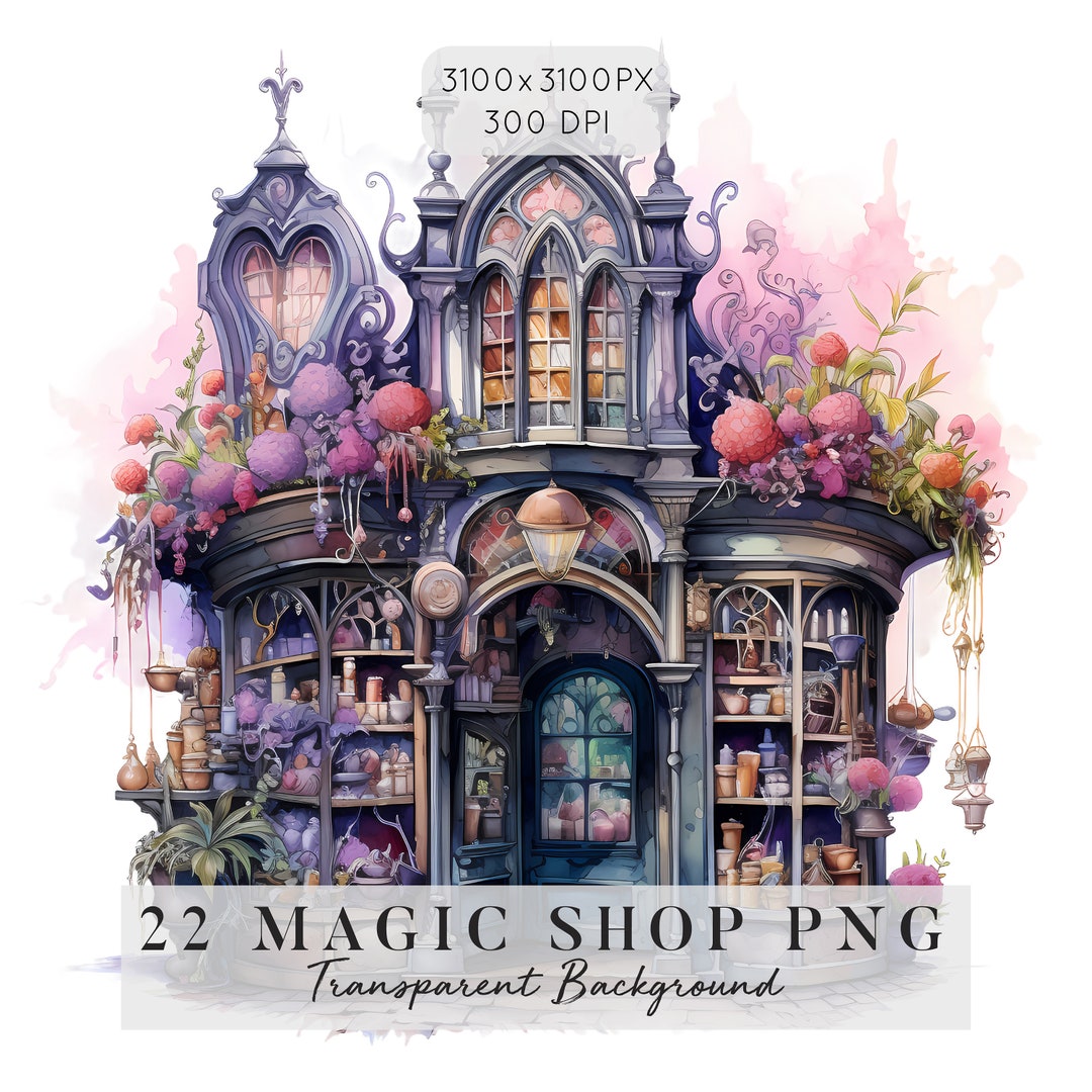 22 Magic Shop Clipart, Watercolor Magic Shop With Transparent ...