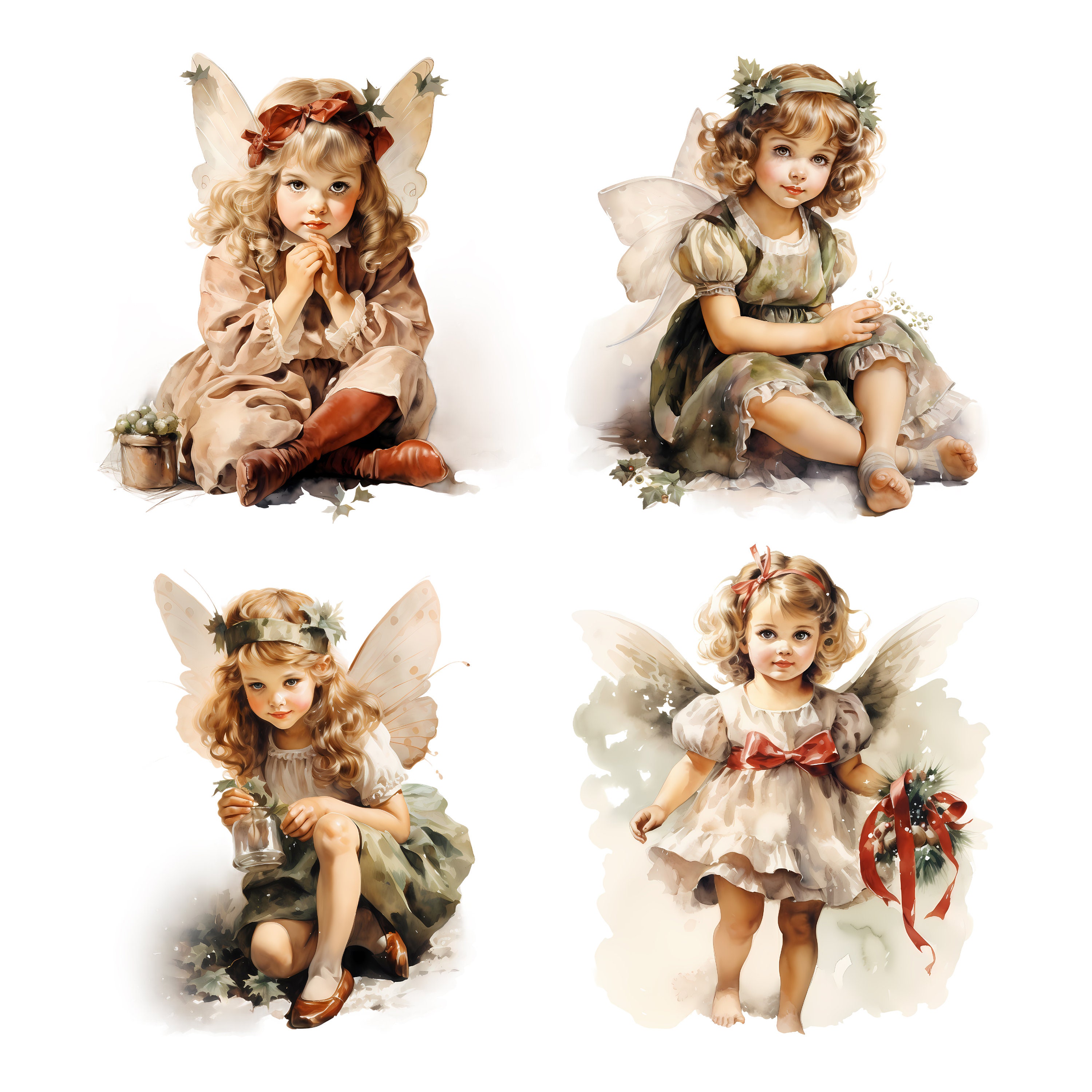 14 Christmas Fairy Clipart, Watercolor Christmas Fairy With Transparent ...