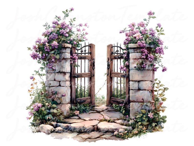 16 Spring Garden Gate Clipart, Flower Arch Digital Design, Rustic ...