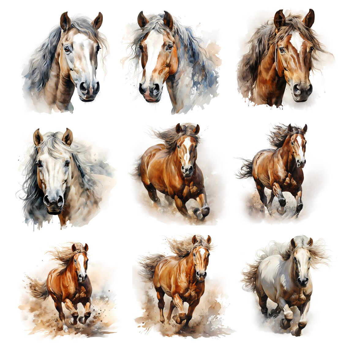 30 Horse Clipart With Transparent Background PNG, Watercolor Horse ...