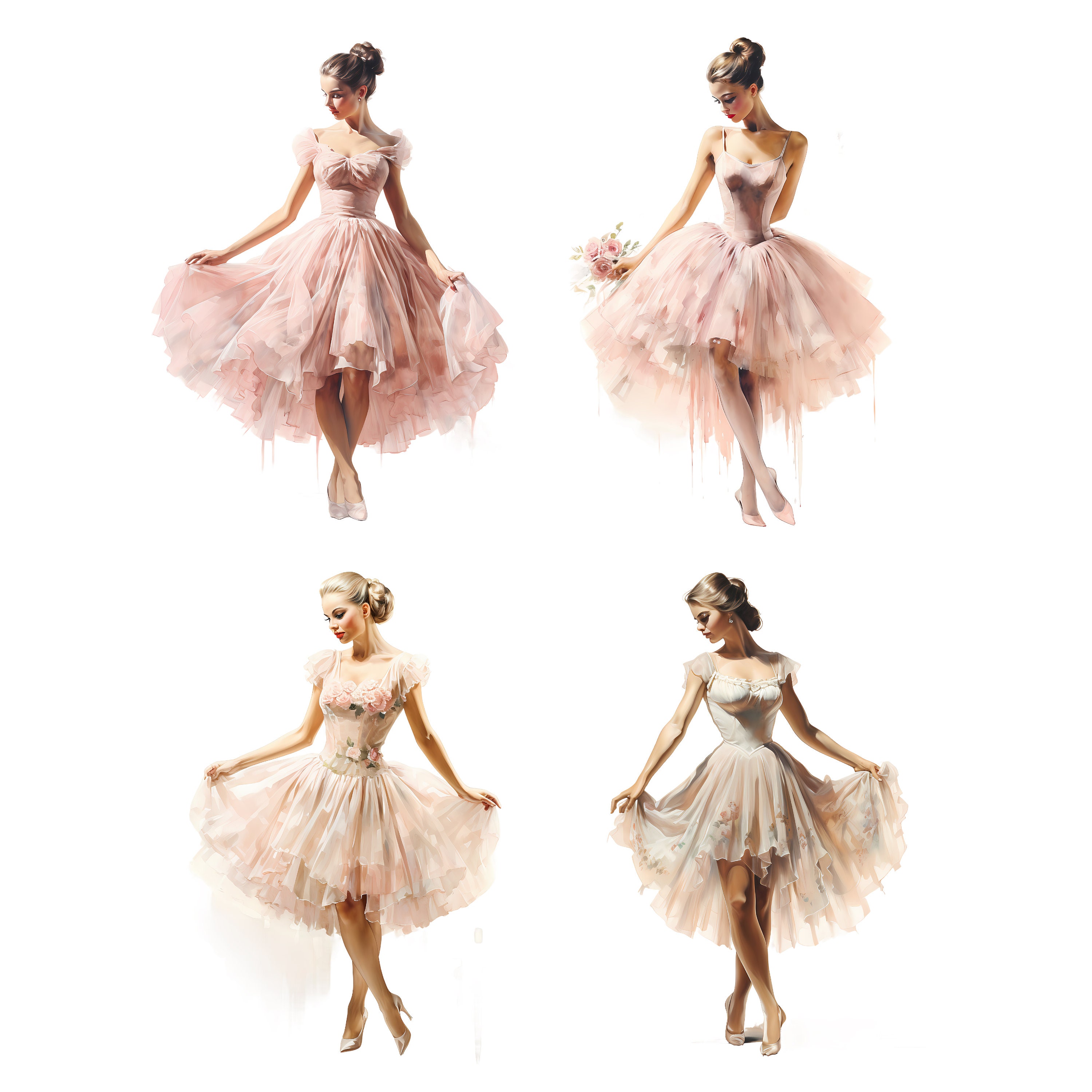 12 Ballerina Clipart, Watercolor Ballerina With Transparent Background ...