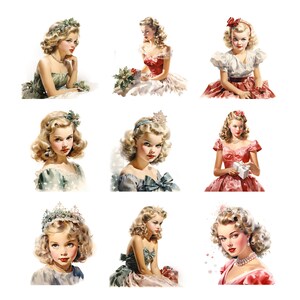 18 Christmas Princess Clipart, Watercolor Princess With Transparent ...