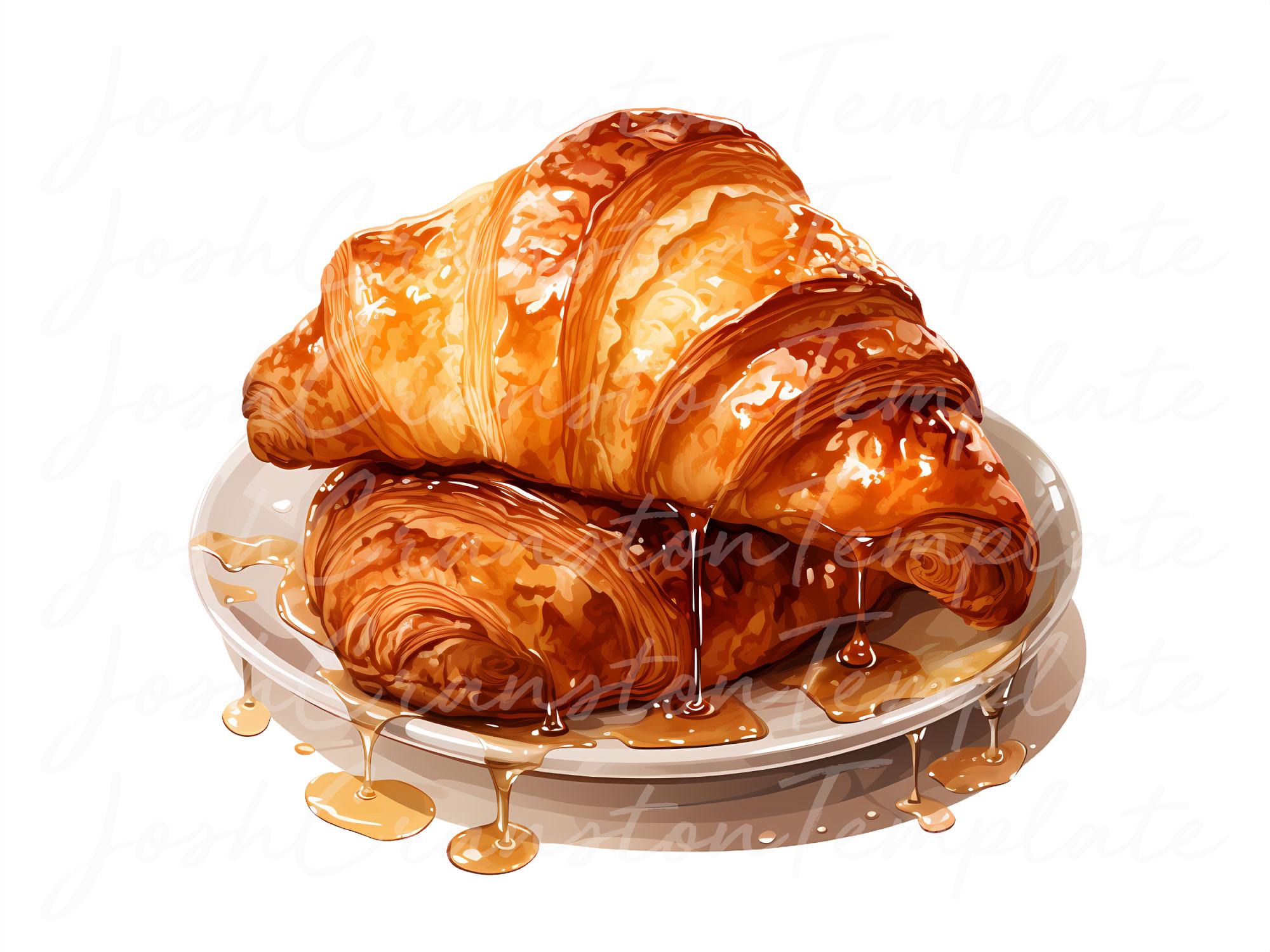 Watercolor Croissant Clipart: Bakery Pastries, Junk Journal (digital ...