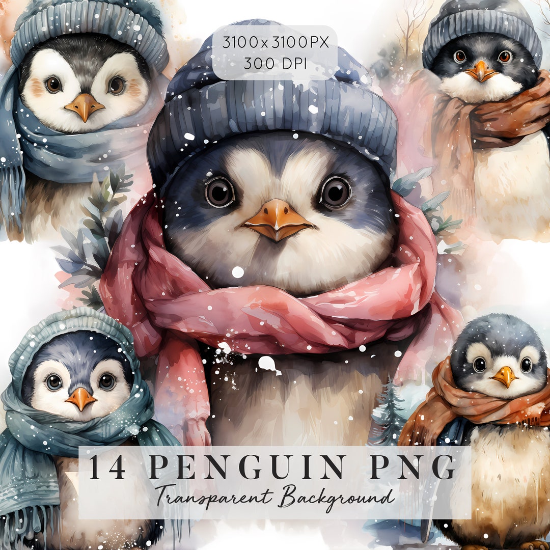 14 Penguin Clipart With Transparent Background, Watercolor Penguin PNG ...