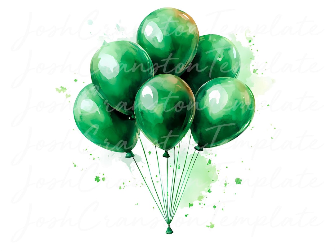 20 Watercolor Green Balloons Digital Download, Printable Art, Party ...