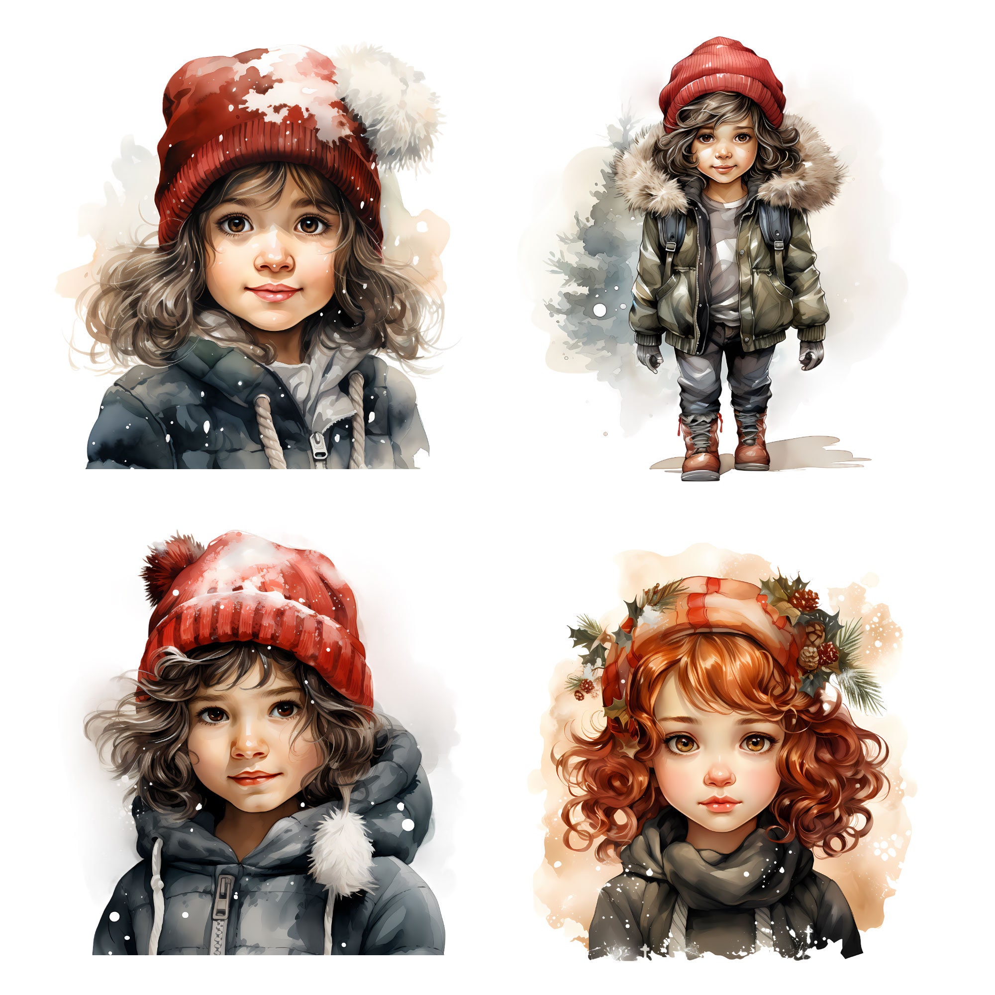 20 Christmas Little Girl Clipart, Winter Clipart, Little Girl PNG ...