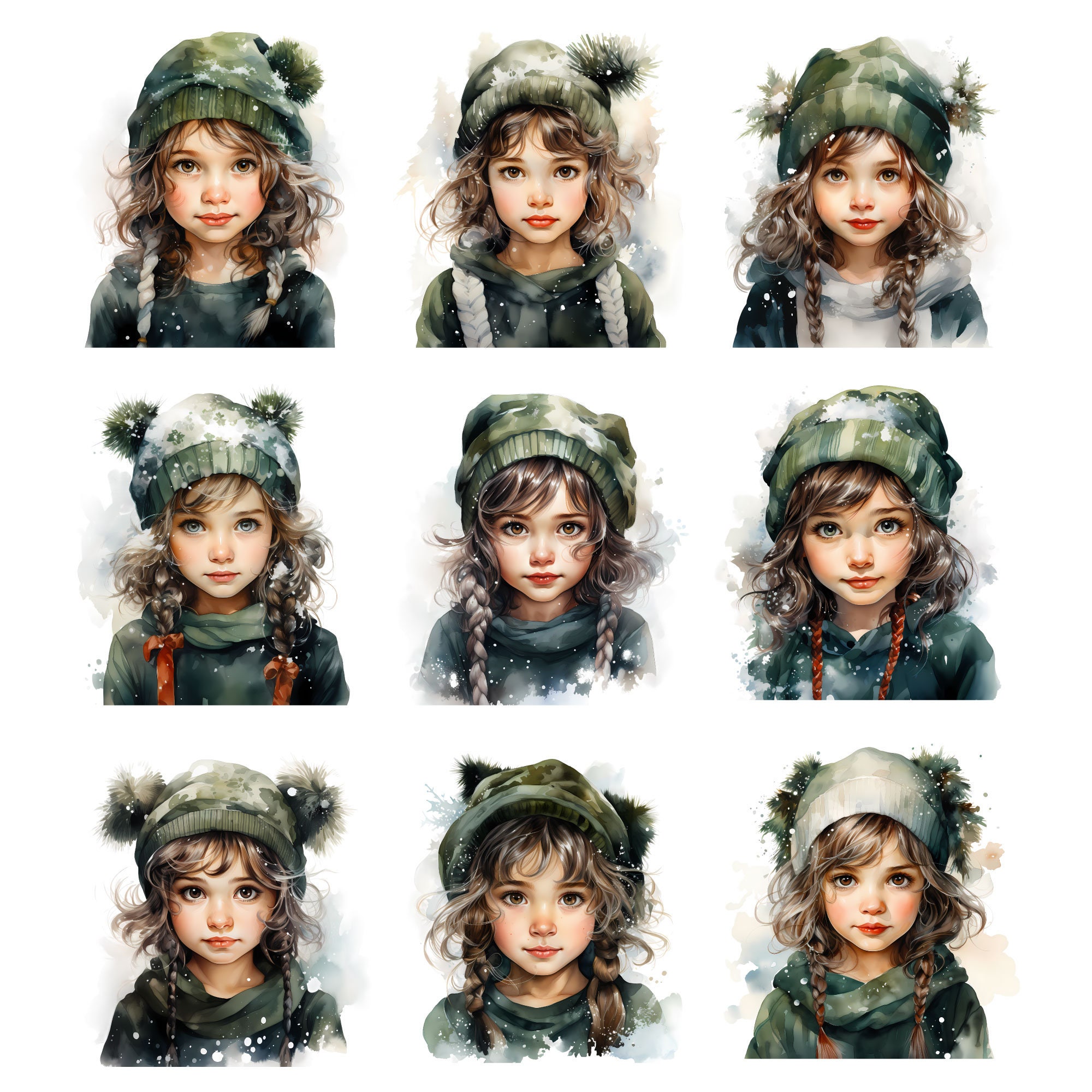 22 Christmas Elf Girls Watercolor Cliipart Transparent Background, Cute ...