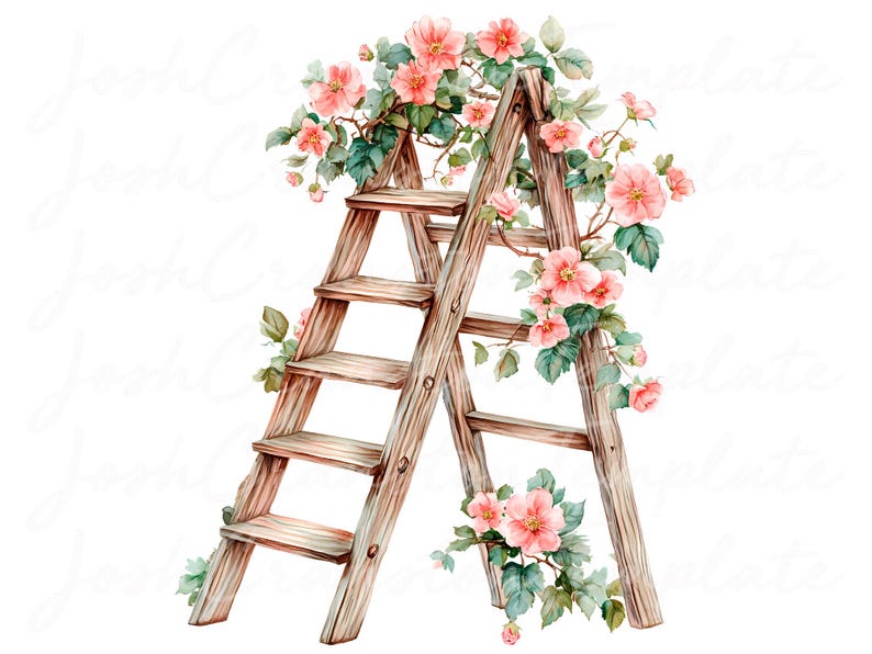 Rustic Floral Ladder Watercolor PNG Bundle - Etsy