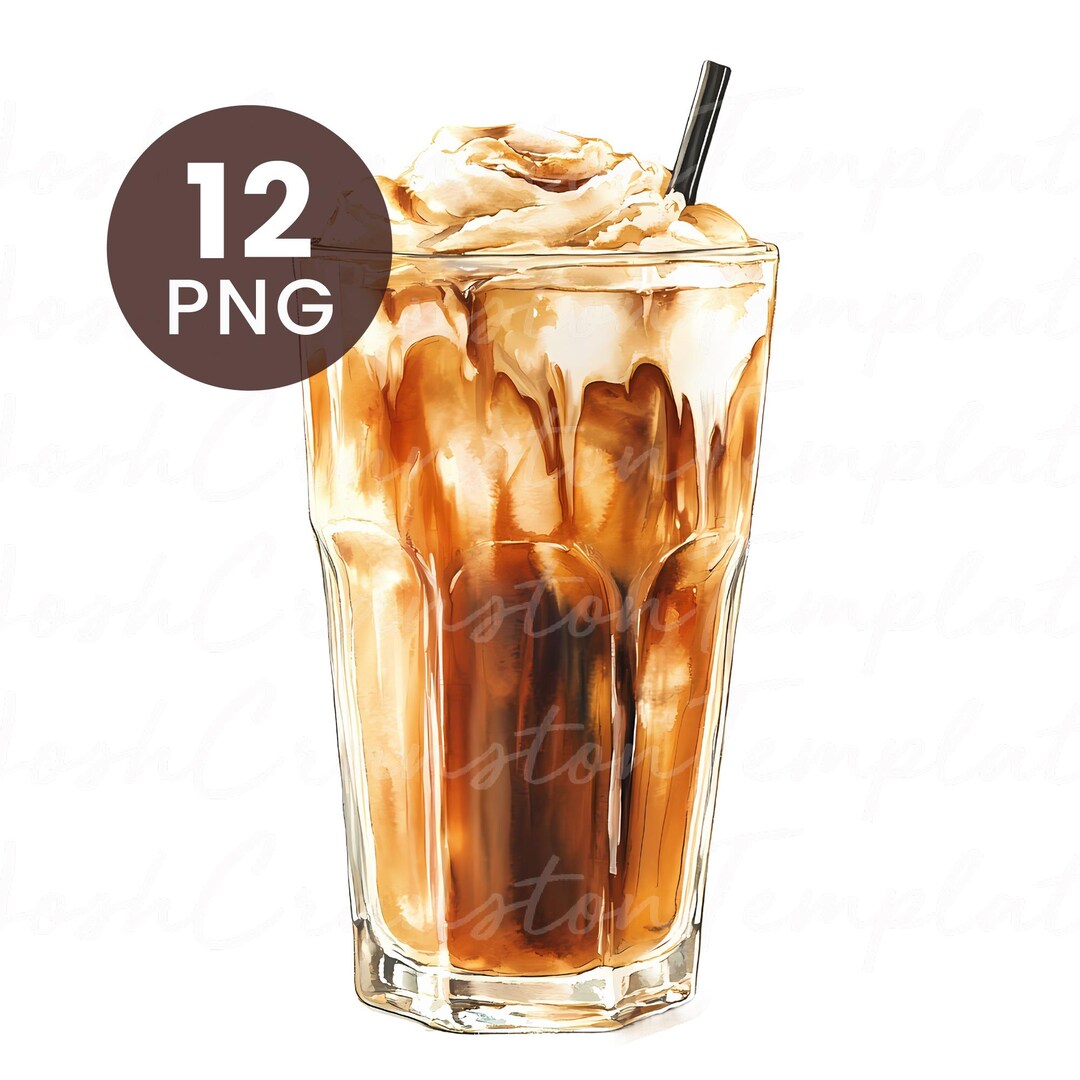 Iced Coffee Watercolor Clipart: Summer Drink Pngs (digital Download - Etsy